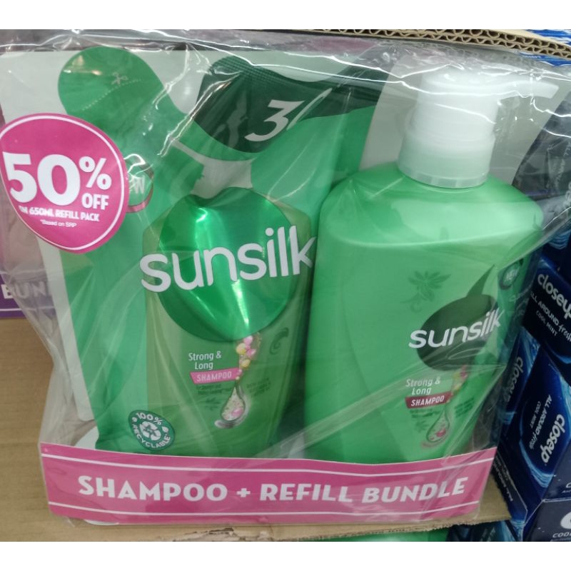PROMO PACK!!!! Sunsilk Strong and Long Shampoo 1L + 650ml | Shopee ...