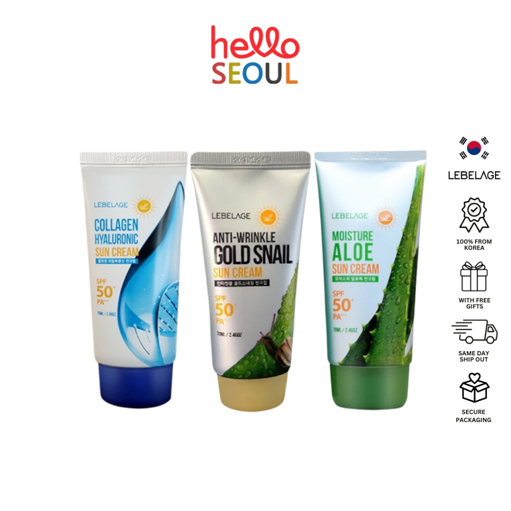 LEBELAGE Collagen Hyaluronic/Anti Wrinkle Snail & Aloe Sun Cream SPF50 ...
