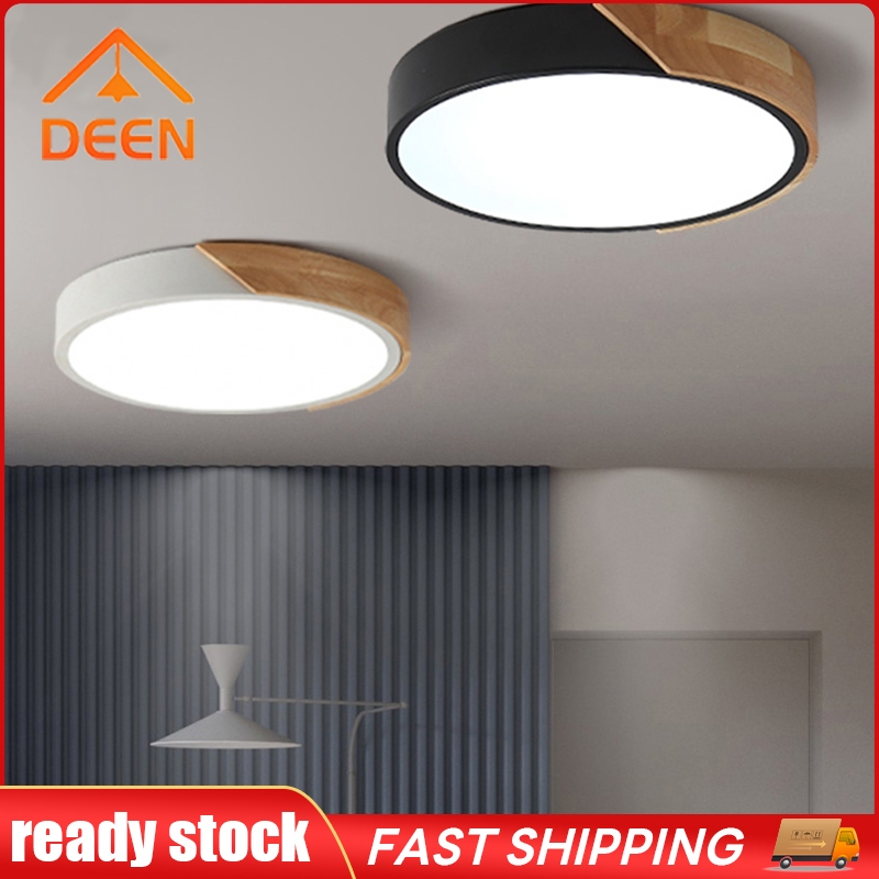 Gogeous Ceiling Light With Remote Tri Color Led Ceiling Wooden Round ...