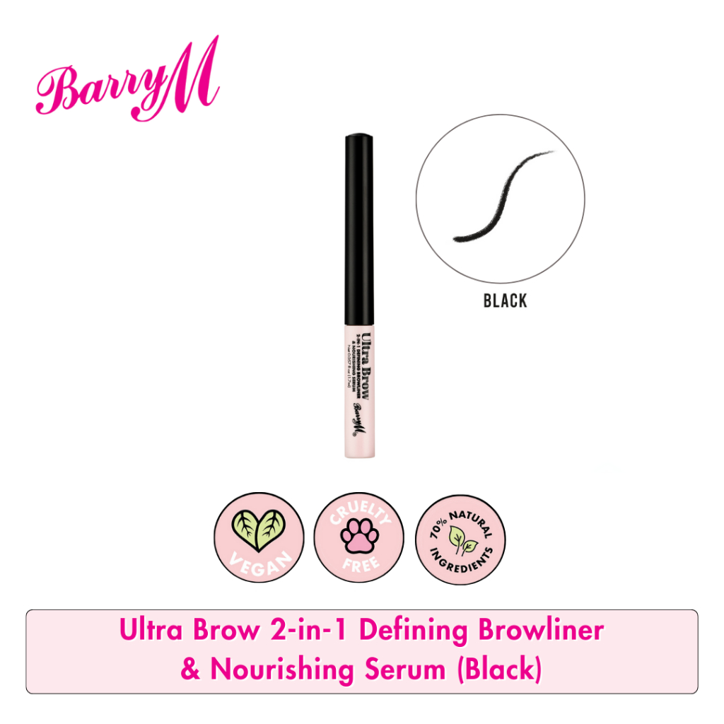 Barry M Ultra Brow 2-in-1 Defining Browliner & Nourishing Serum Black ...
