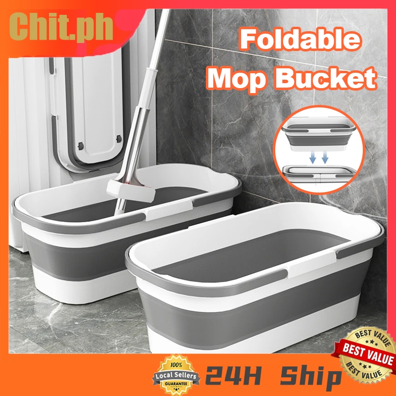 CHIT Foldable Mop Bucket Rectangular Silicone Portable Bucket Washing ...