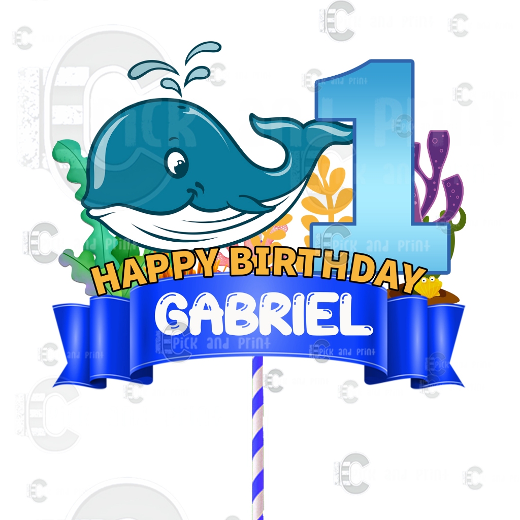 Personalized / Customized Whale Theme Cake Topper for DIY Party ...