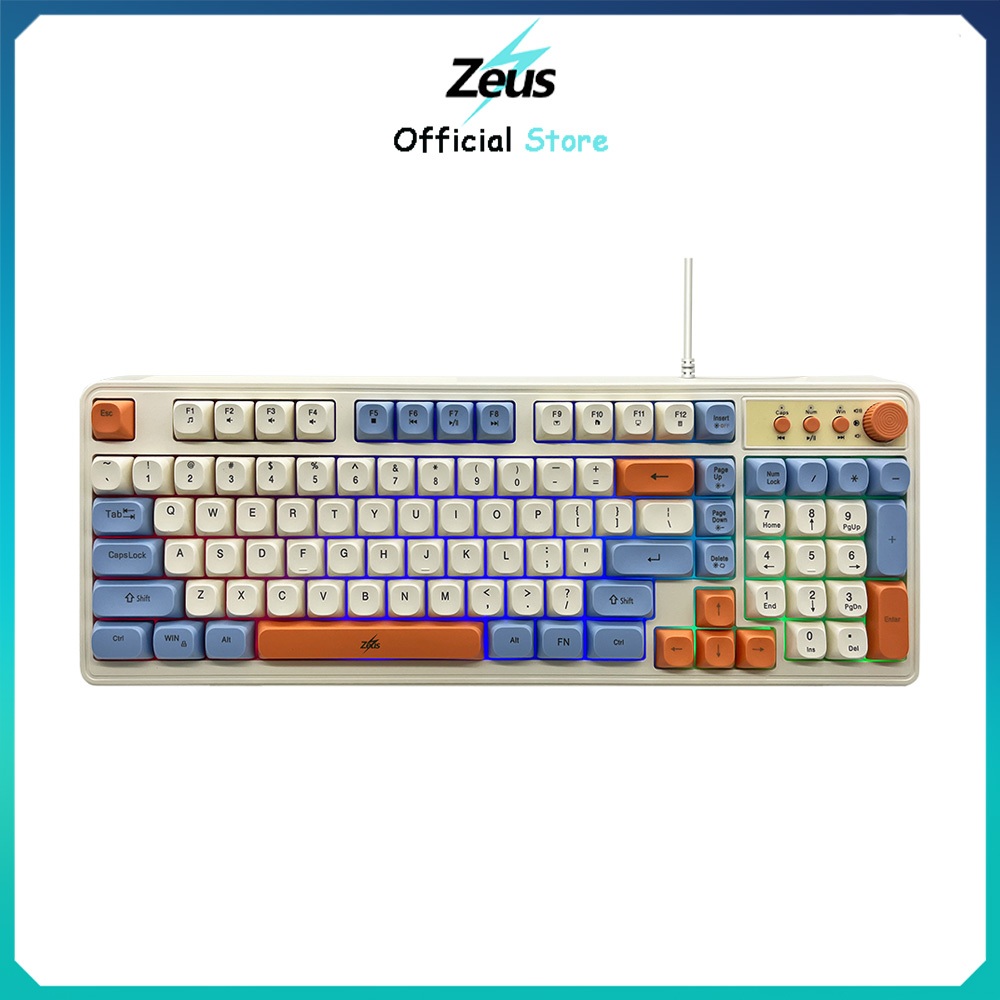 Zeus® K77 98 Keys Wired Gaming Keyboard USB Mechanical Feel With Volume ...