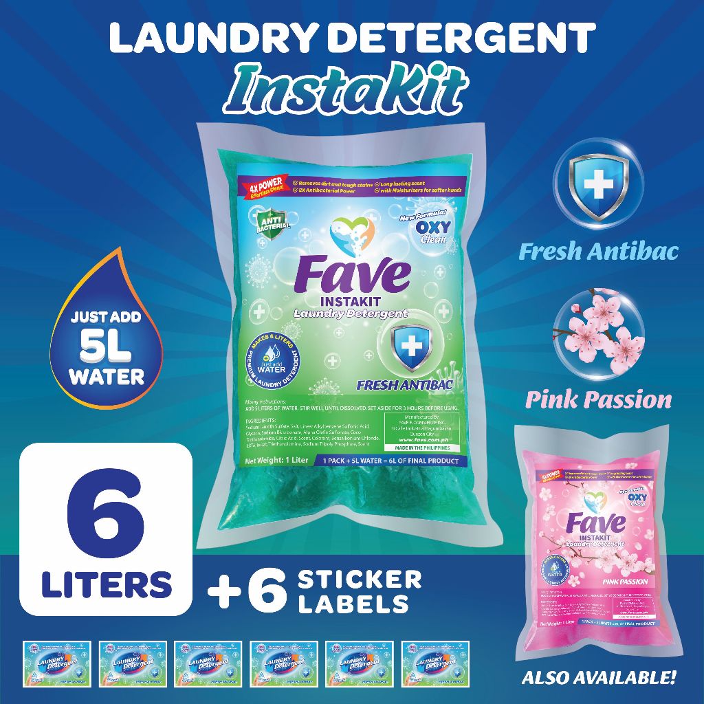 FAVE LAUNDRY Liquid, PASTE AND STICKERS ONLY, JUST ADD WATER FOR 6L ...