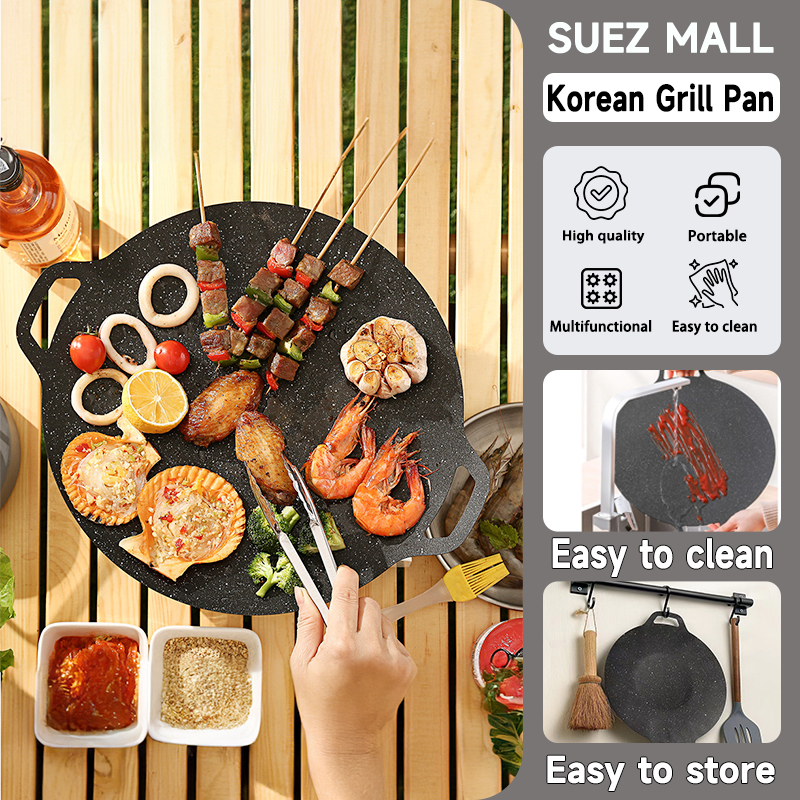 Suez Korean Style Baking Tray Flat Grill Pan Non Stick Samgyupsal Grill ...