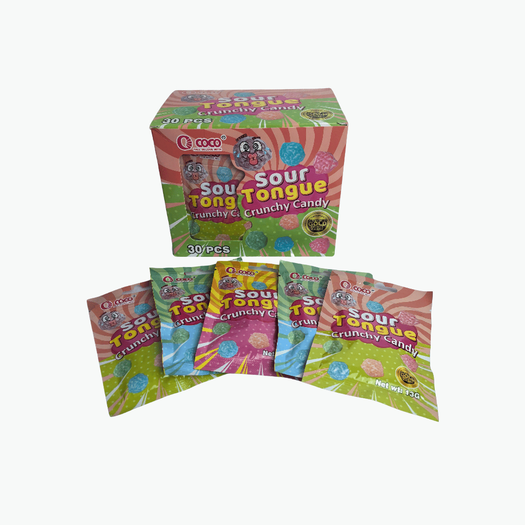 COCO Sour Tongue Crunchy Candy 30's Per Box | Sour&Sweet | Colorful ...