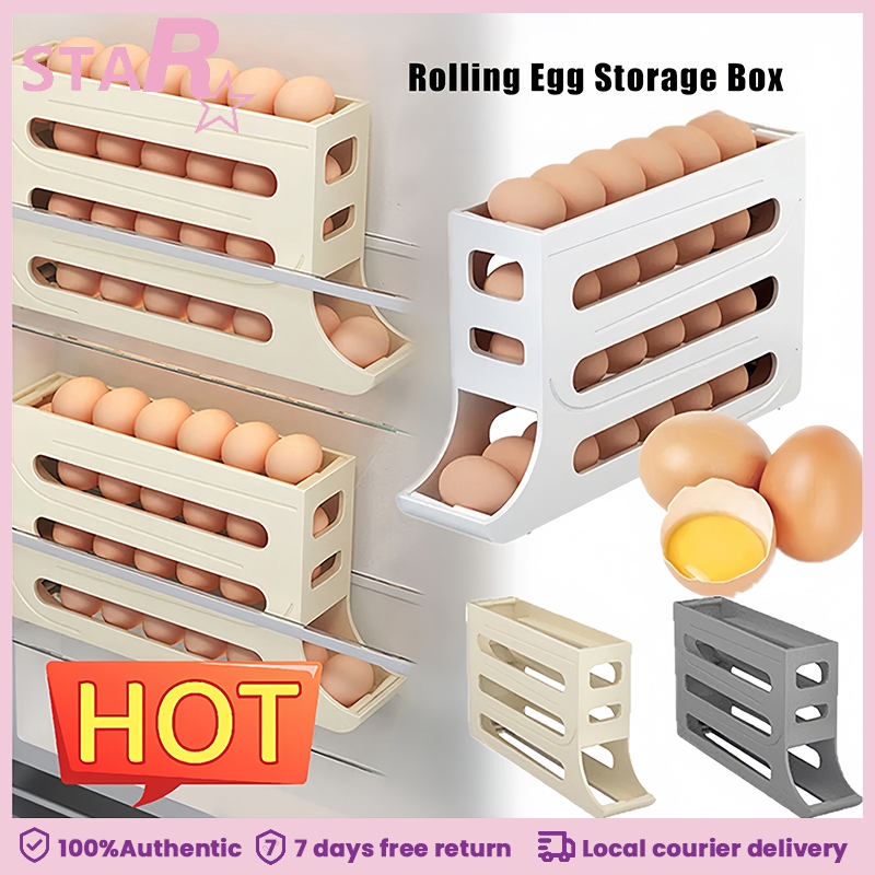 Refrigerator egg holder organizer Kitchen egg storage rack Automatic ...