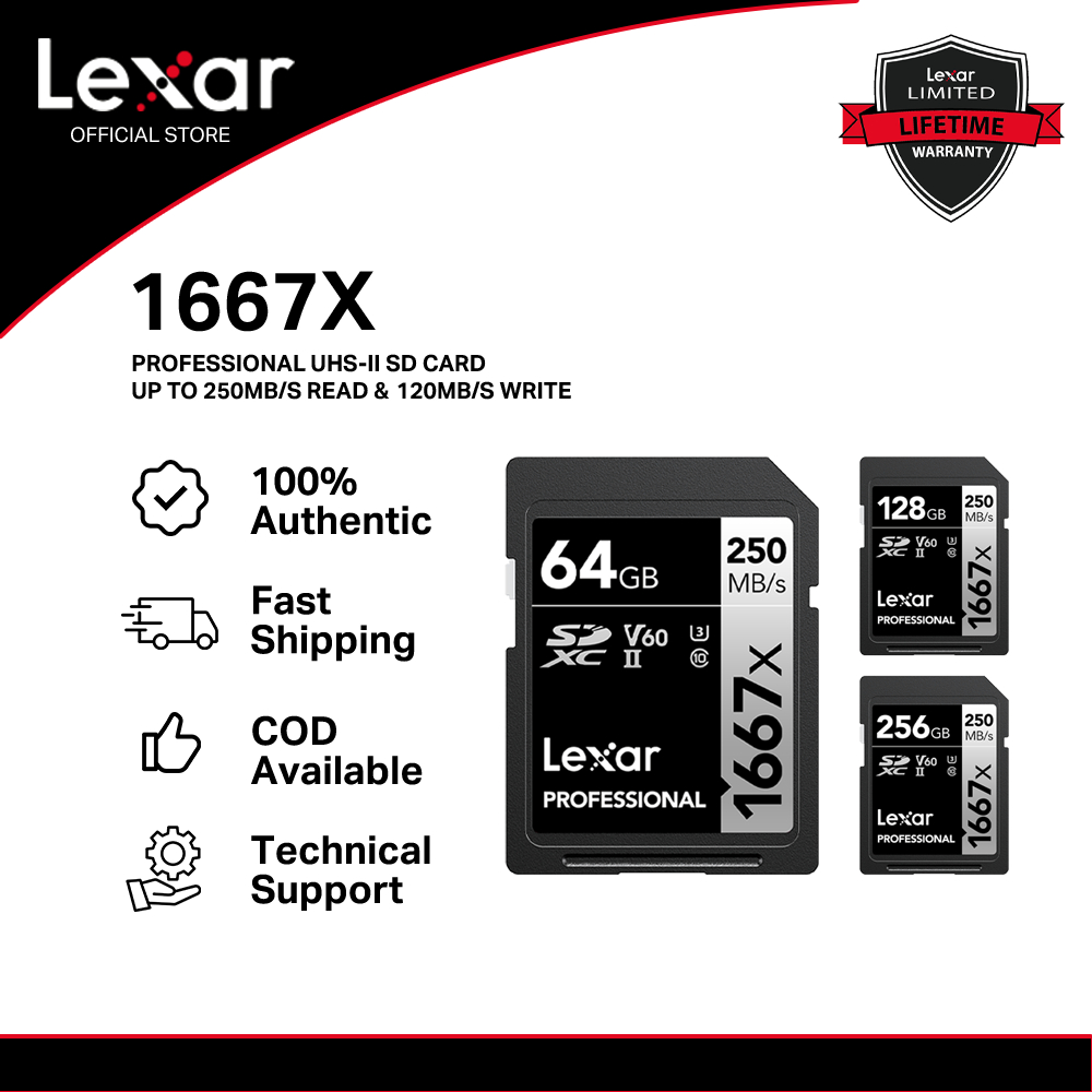 Lexar Professional 1667x 64GB/128GB/256GB SDXC UHS-II SD Card Silver Series | Shopee Philippines
