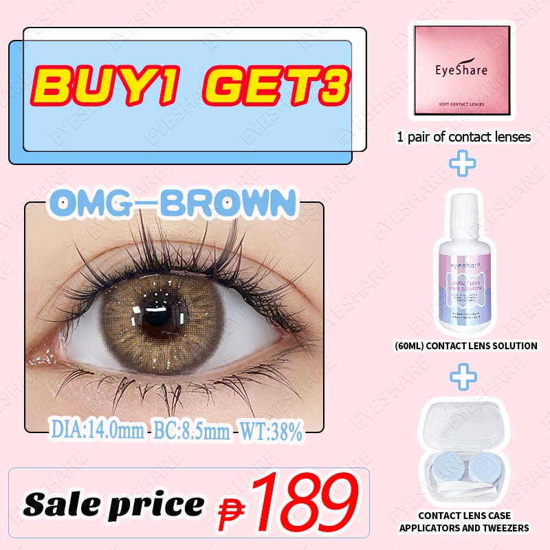 Eyeshare OMG Brown/Gray Contact Lens Contacts Grade 0.00 With 60ml ...