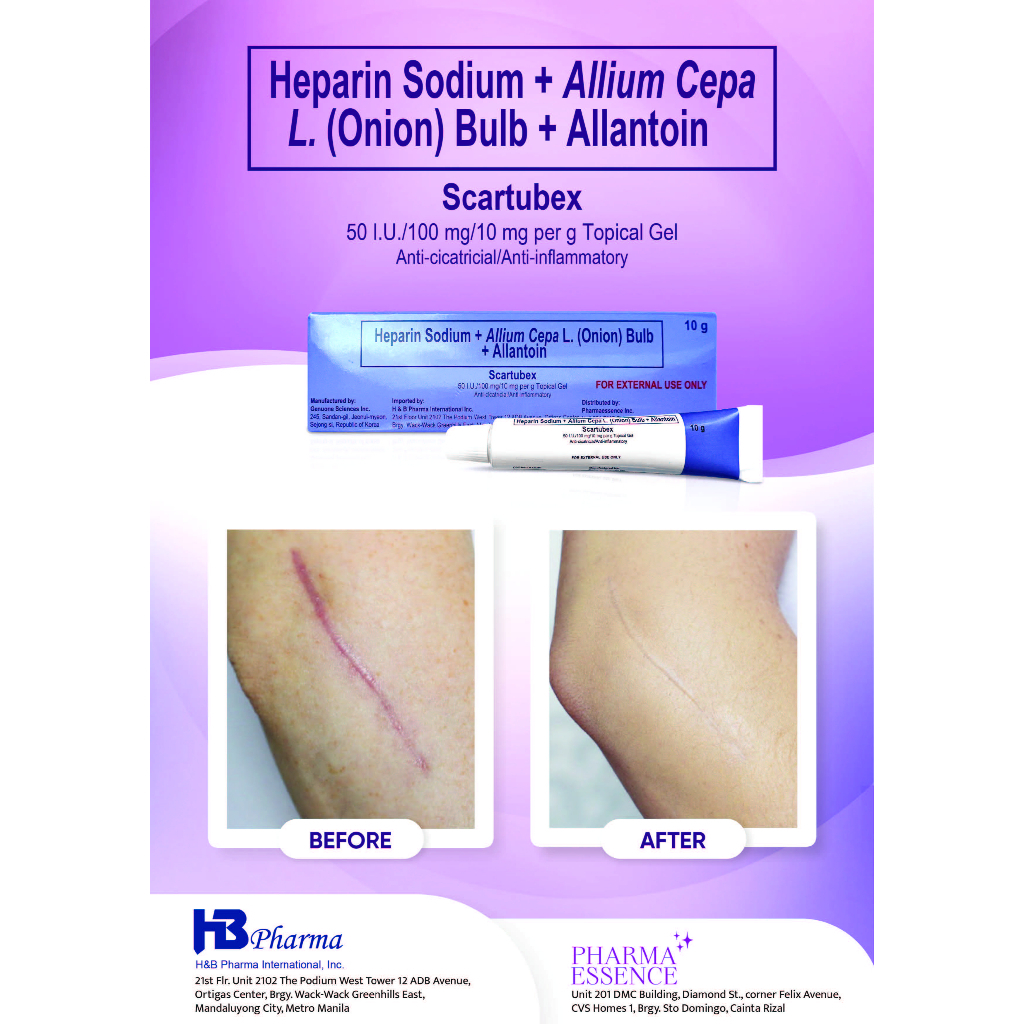 SCARTUBEX Heparin Sodium + Allium Cepa L. (Onion) Bulb + Allantoin - (For Scars and Keloids Etc ...