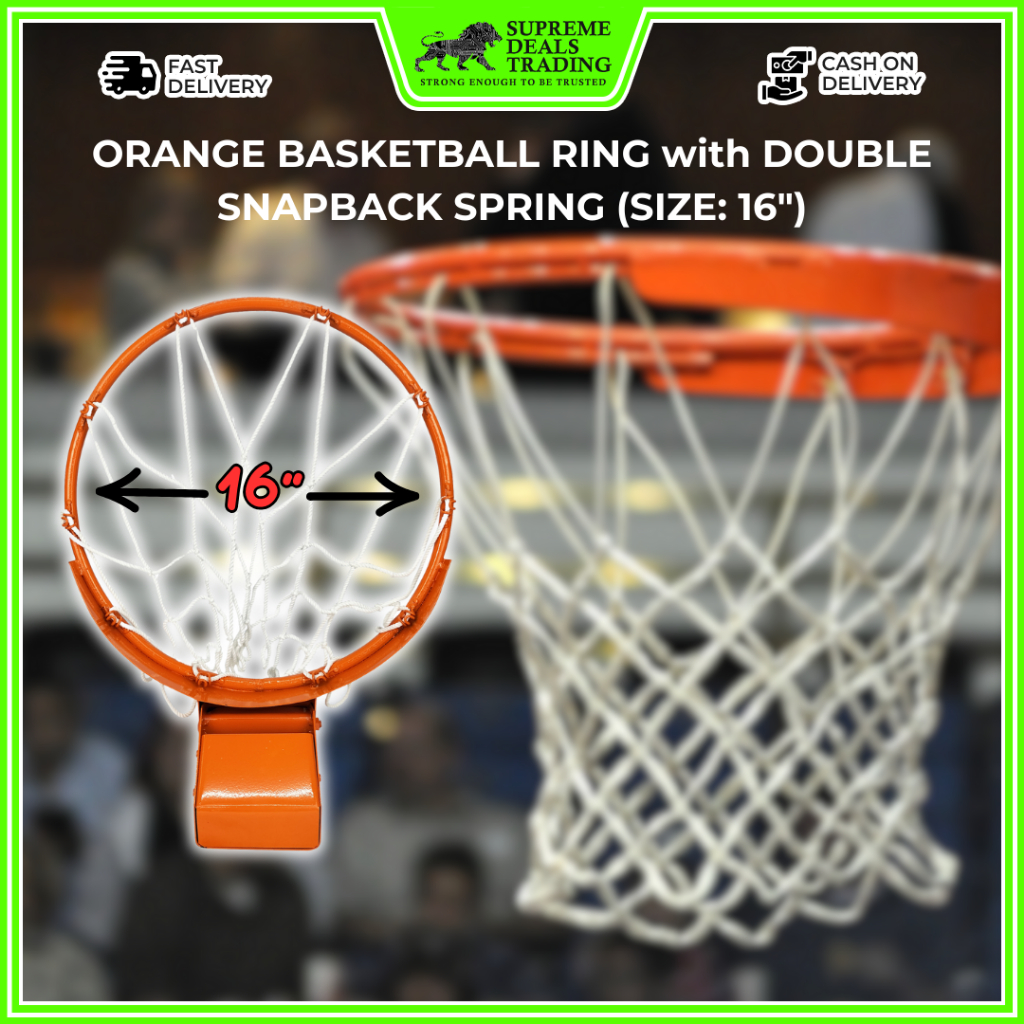 HEAVY DUTY BASKETBALL RING 16 INCHES ORANGE WITH SPRING SNAPBACK ...