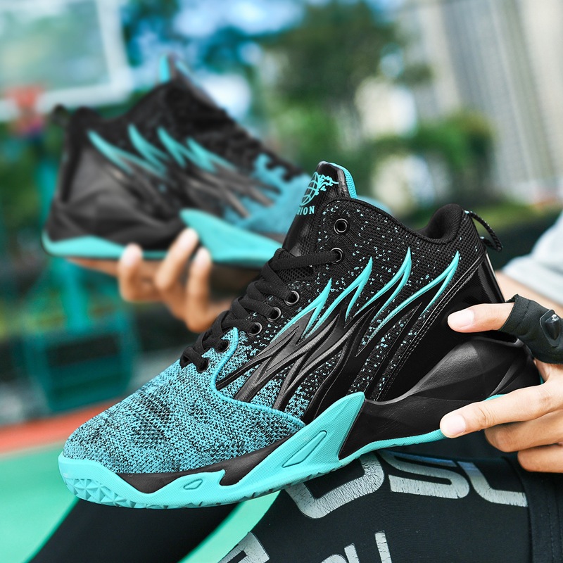 Fashion color contrast high top basketball shoes men's sports leisure ...
