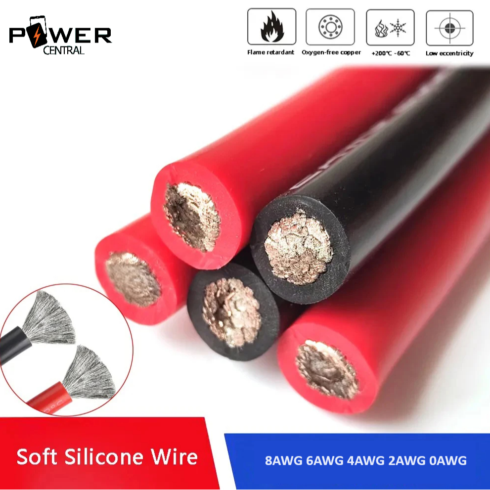 0.5 Meter 8AWG 6AWG 4AWG 2AWG 0AWG AWG Gauge Wire Silicone Cable Flexible Cable Red or Black ...