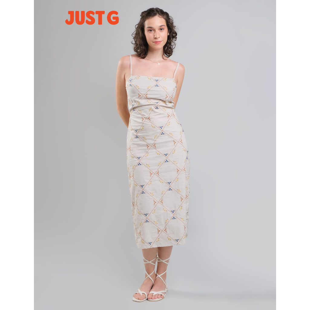 Just G Patchwork Embroidery Midi Dress | Shopee Philippines