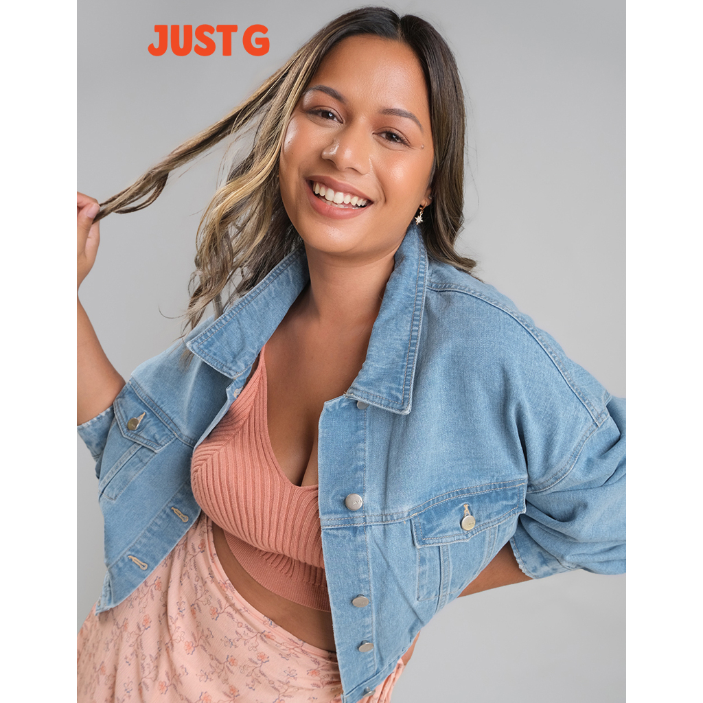 Just G Cropped Denim Jacket | Shopee Philippines