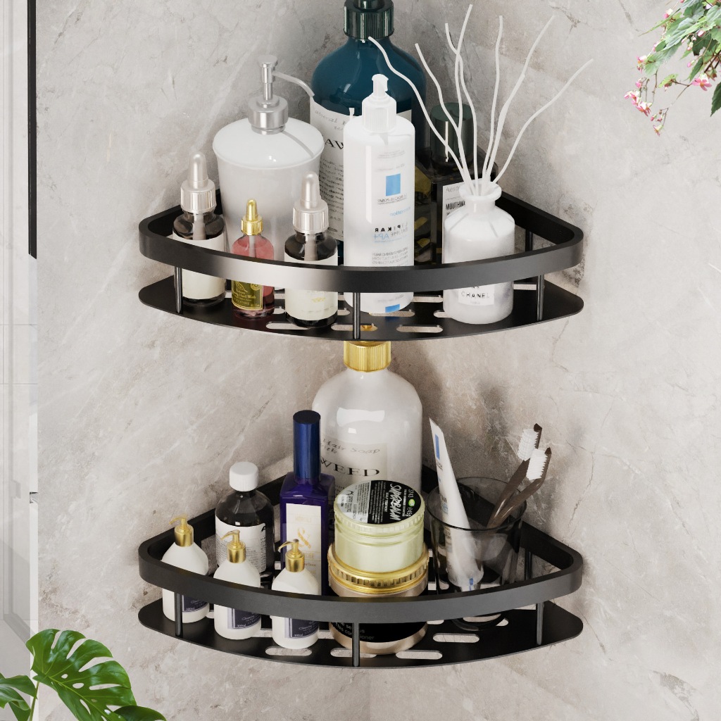 Space Aluminum Bathroom Rack Stainless Bathroom Organizer Storage Shelf ...
