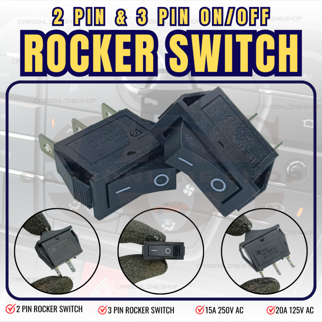 COS Rocker Switch On-Off 2 Pin and 3 Pin 15A 250V AC/20A 125V AC (KCD3 ...
