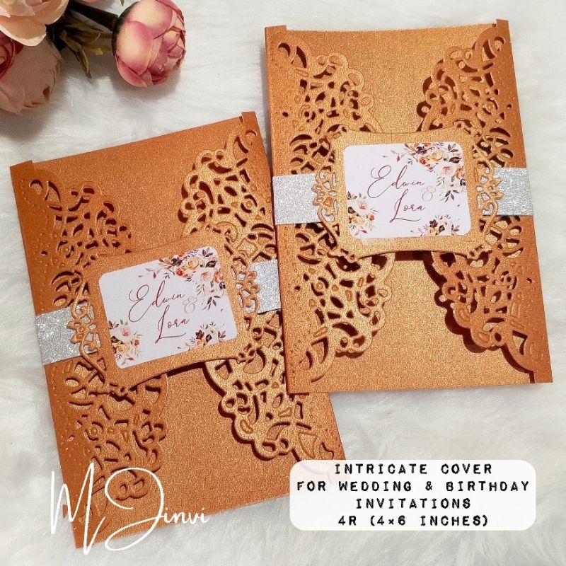 4R Invitation Cover with Belt & Personalized Tag Label for Wedding and ...