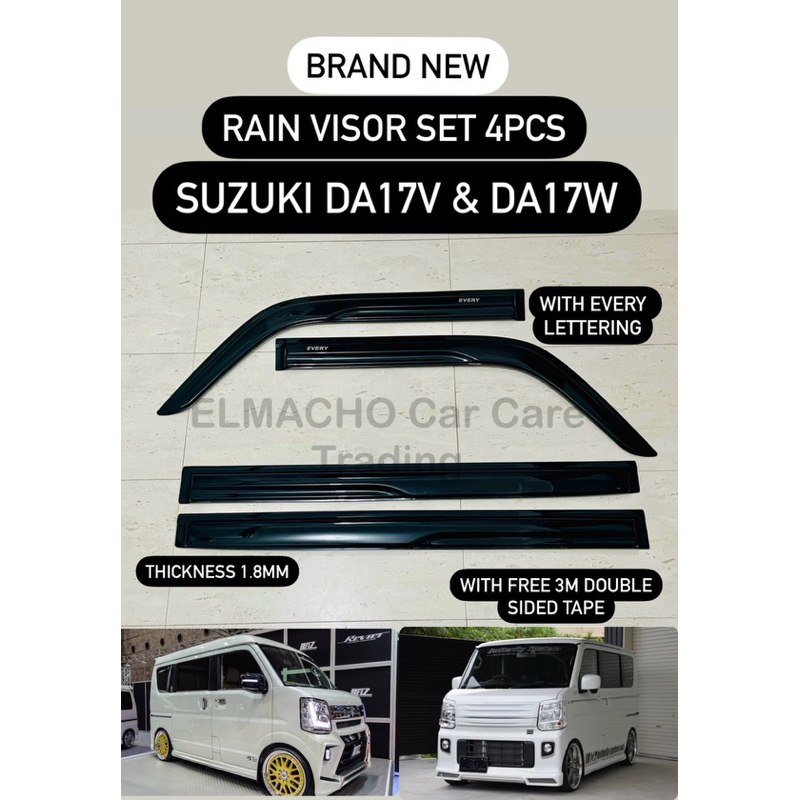 DA17 Rain Visor Set(4pcs) for Suzuki Every DA17V and DA17W with Free 3M Tape | Shopee Philippines