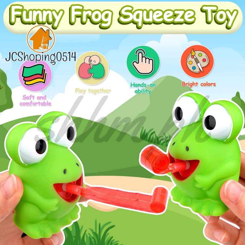SHH.PH 1pc Sticking Out Tongue Pinch Frog Squeak Toy, Funny Pinch Toy ...