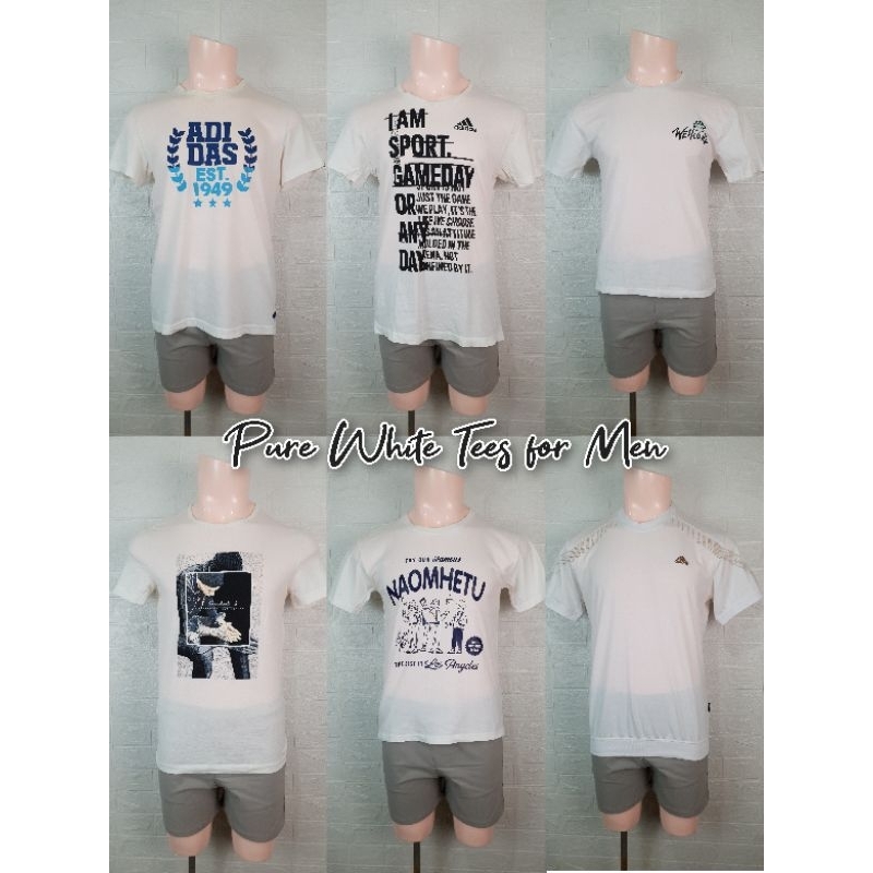 Preloved / Ukay-ukay White Tees T-shirts for Men (2/2) | Shopee Philippines