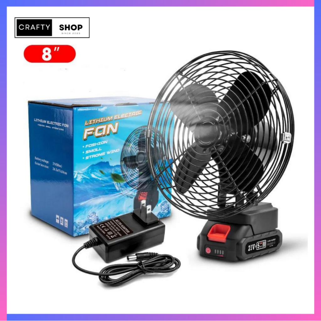 CRAFTY 8 inch Rechargeable Mini Industrial Fan Cordless Portable ...