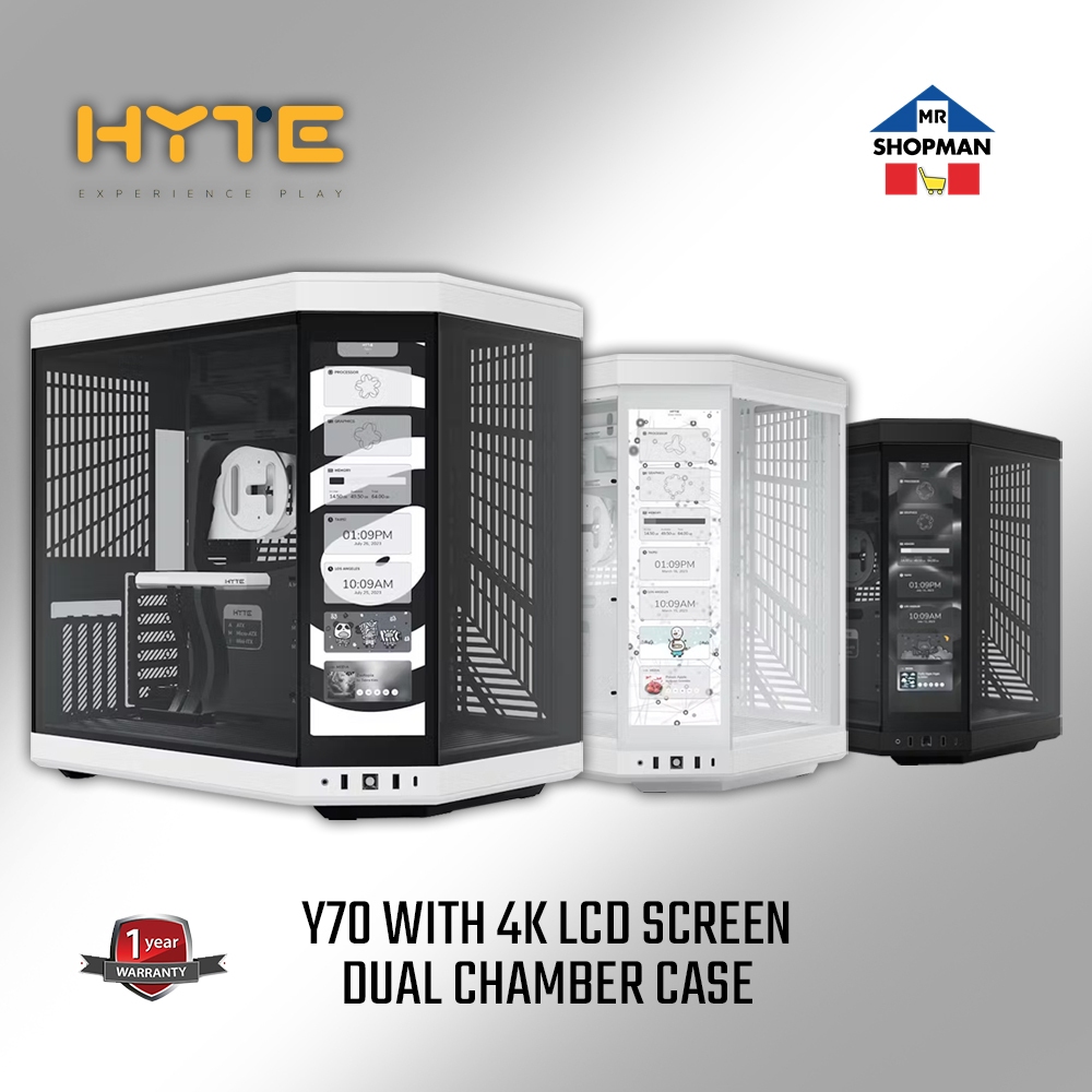 Hyte Y70 Touch / Infinite with 4K LCD Screen Black White Snow Case ...