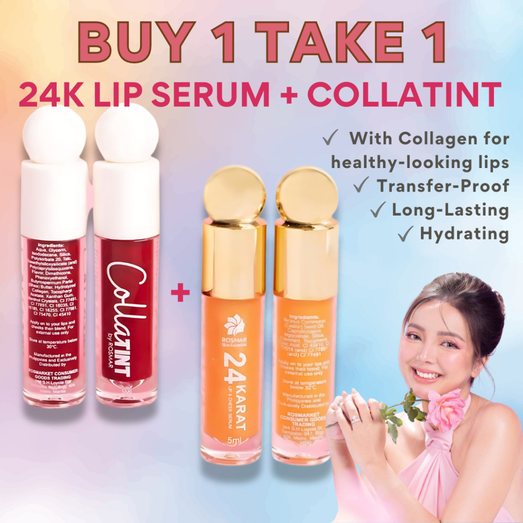 BUY1 GET1 ROSMAR 24KARAT LIP SERUM & COLLATINT 10ml Long Lasting Lip ...