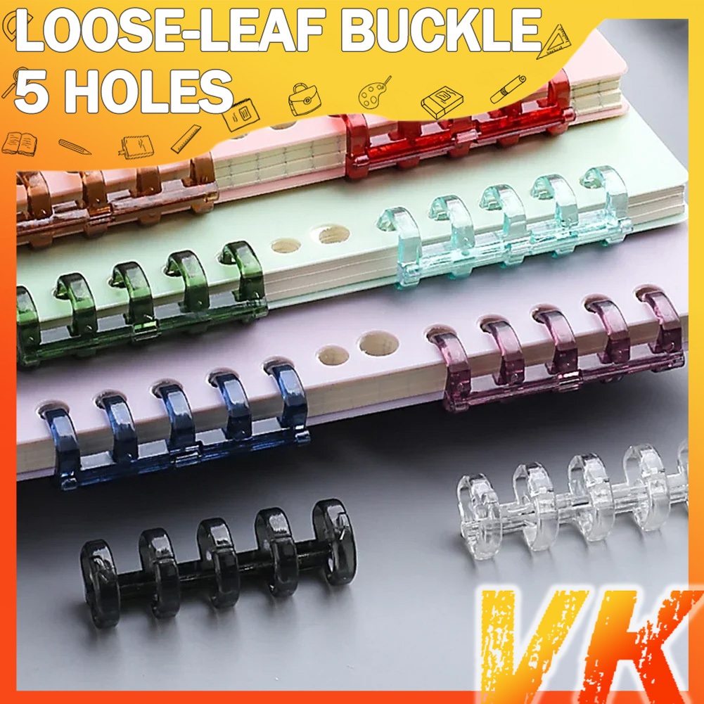 VK 5Holes Loose-leaf Binding Strip Ring Plastic Binder Detachable School Supplies DIY Stationery ...