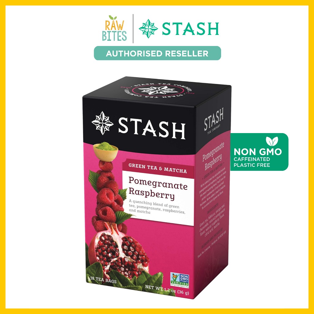 Stash Pomegranate Raspberry Green Tea & Matcha 36g/18 bags (Caffeinated ...