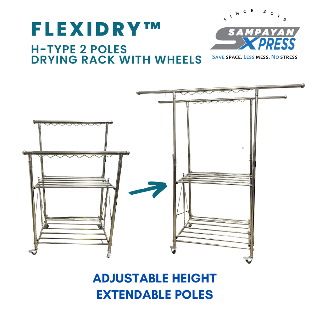 SAMPAYAN XPRESS FlexiDry™ H-Type 2 Poles Stainless Steel Movable Drying ...