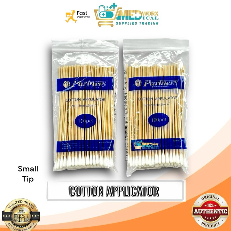 Partners Cotton Applicator Stick | 6 " | Non- Sterile | 100 Pcs | 1 ...