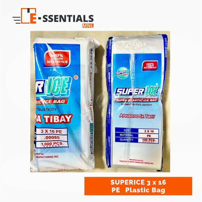 3x16 Super Ice Plastic Ice Bag (1,000 pcs and Food-Grade) with Invoice ...