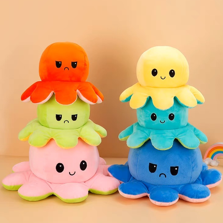 Double-sided Reversible Color Flip Stuffed Octopus and Doll Soft ...
