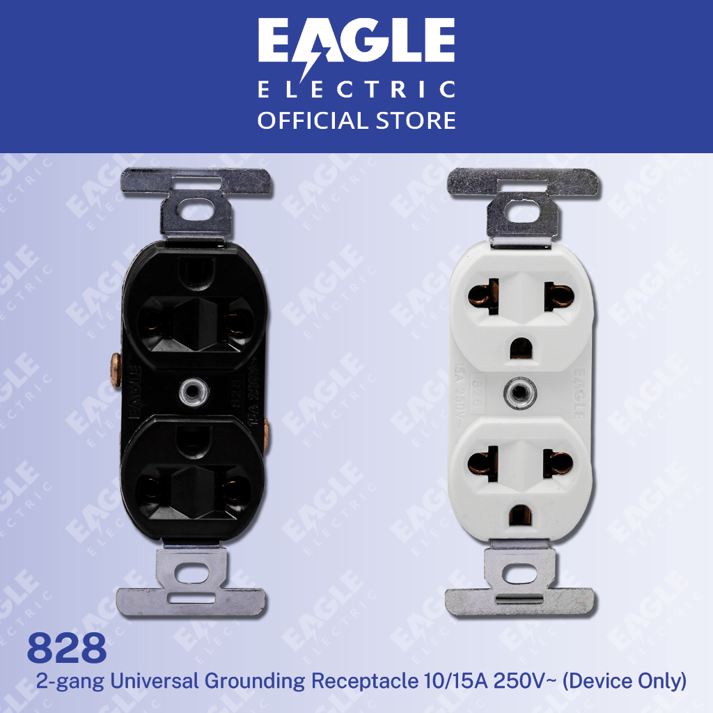 EAGLE 828 2-gang Universal Grounding Receptacle (Device Only) 10/15A ...