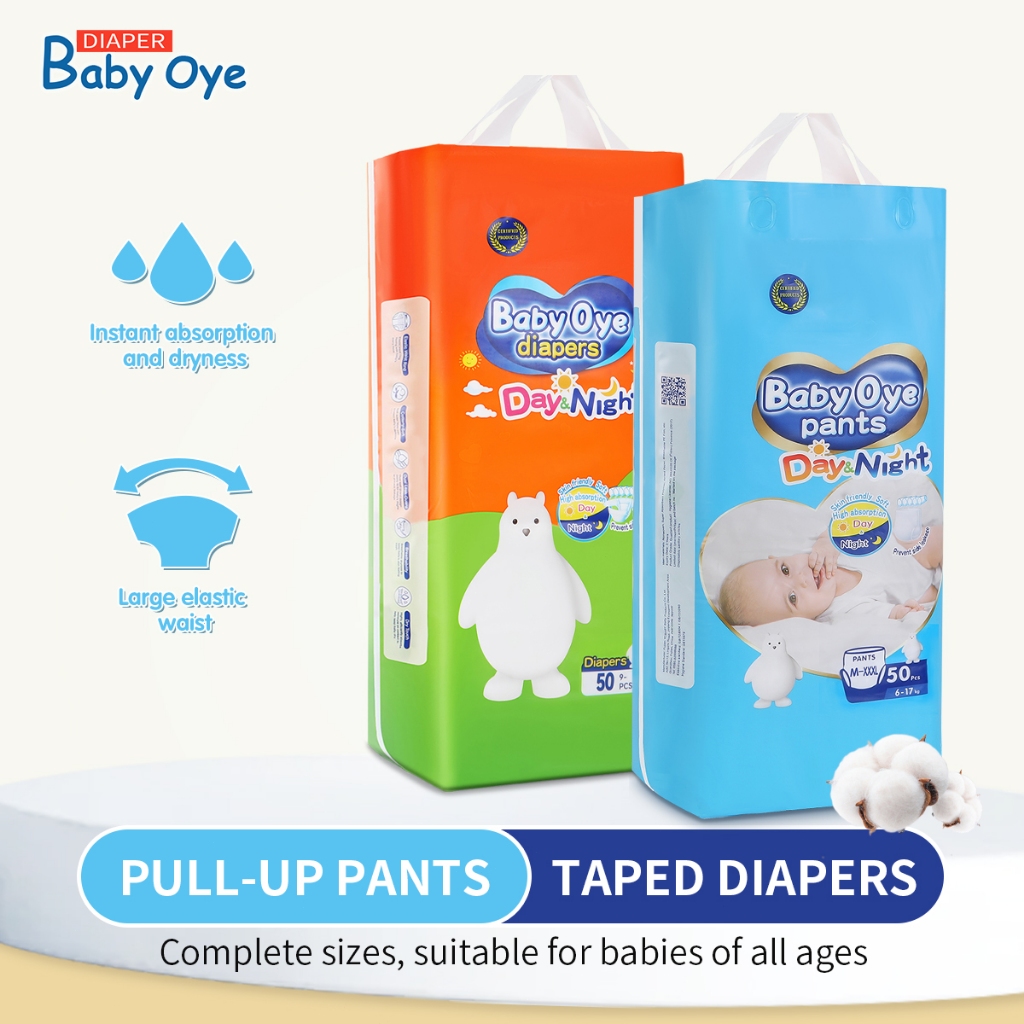 【BabyOye】Baby Disposable Korea diapers 50pcs All sizes(NB，S，M，L，XL，XXL ...