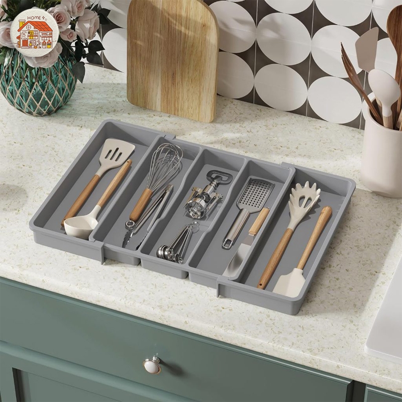 Cutlery Holder, Drawer Expandable Storage tray, Adjustable Cutlery ...