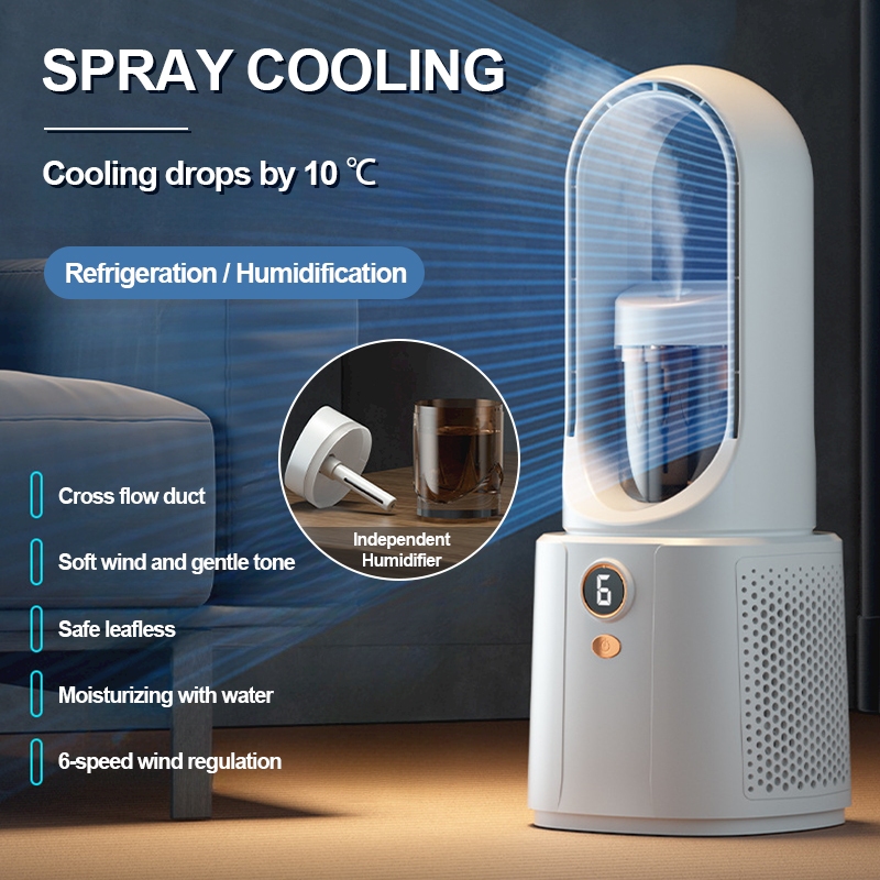 Bladeless Tower Air Cooler Fan Rechargeable Desktop Portable Chargeable ...