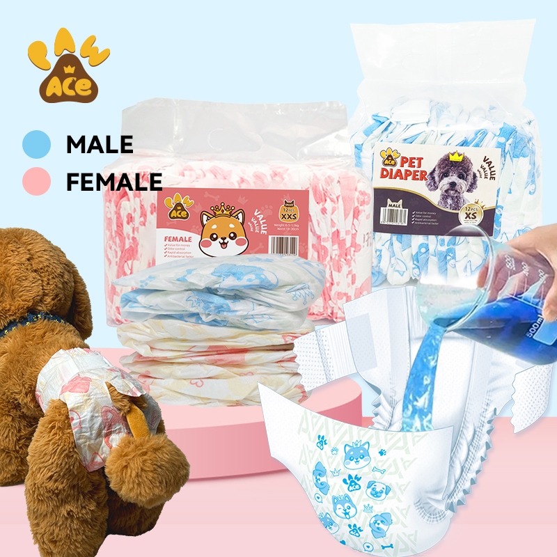 PAW ACE Pet Diaper Male/Female Dog and Cat Disposable Diaper | Shopee ...