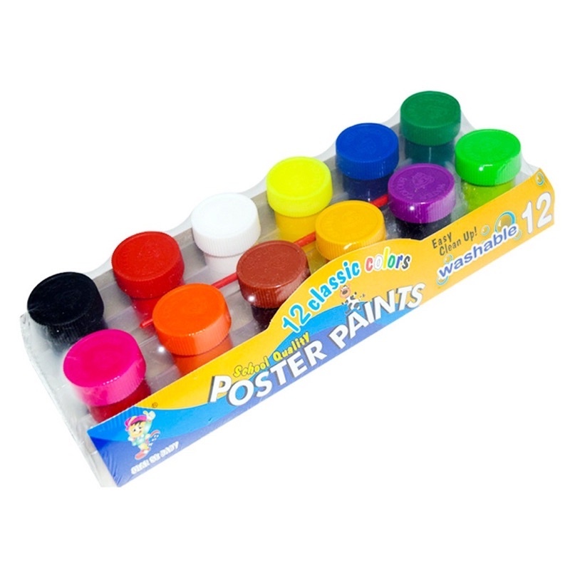 KST 6/12 Color Classic Colors Washable Poster Paint Set with Free ...