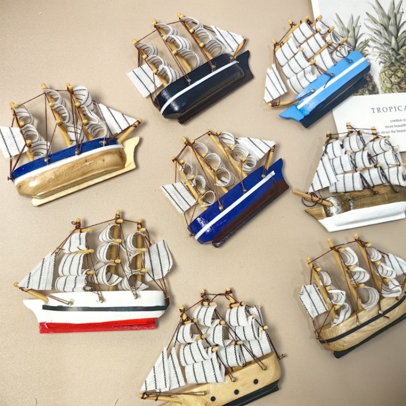 Pirate Ship Refrigerator Magnet Sailboat Magnet Boat Sovenir Wooden ...
