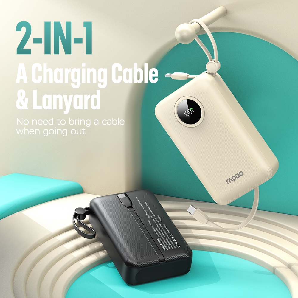 Rapoo RH20m Pro 20000mAh Power Bank Built-in Cables PD20W Powerbank QC3 ...