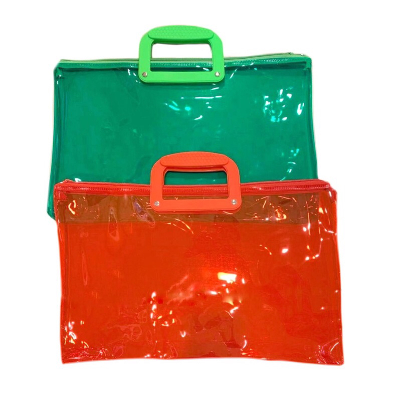 Long Zippered colored plastic Envelope with handle (random color ...