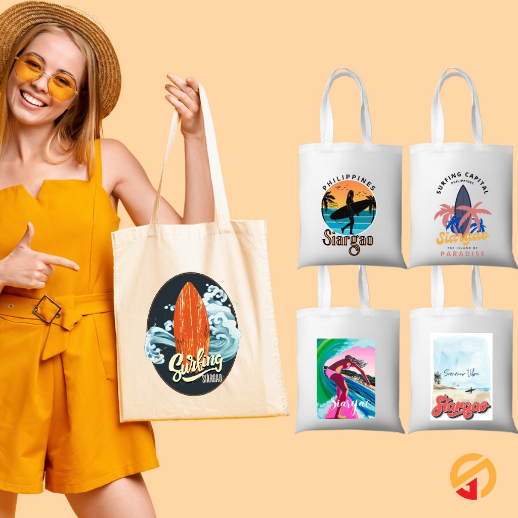 SIARGAO TOTE BAGS DESIGN KATSA CANVAS 13 X 15 | Shopee Philippines