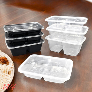 10pcs 2 Division Microwavable Container Plastic Disposable Lunch Box ...