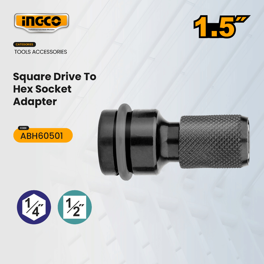 Ingco 1/2" Inch Square Drive To 1/4" Inch Hex Socket Adapter For Impact ...