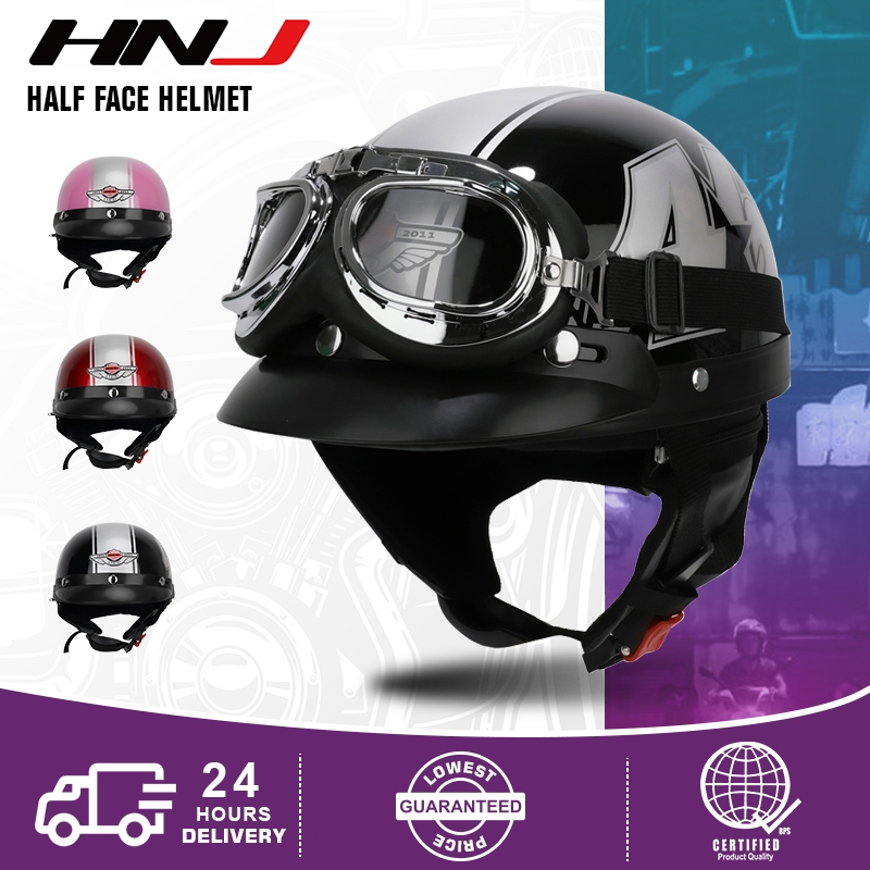 HNJ XT-02 Retro Harley Nutshell Helmet Half Face Vintage Helmet For ...