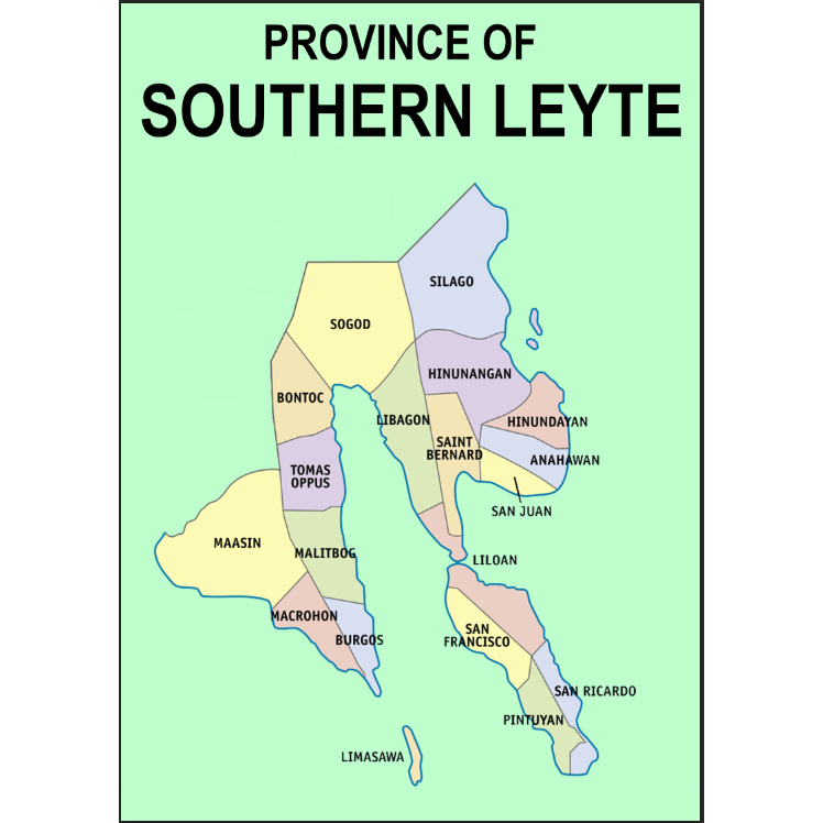 Southern Leyte Province Map Waterproof A4 Laminated Chart | Shopee ...