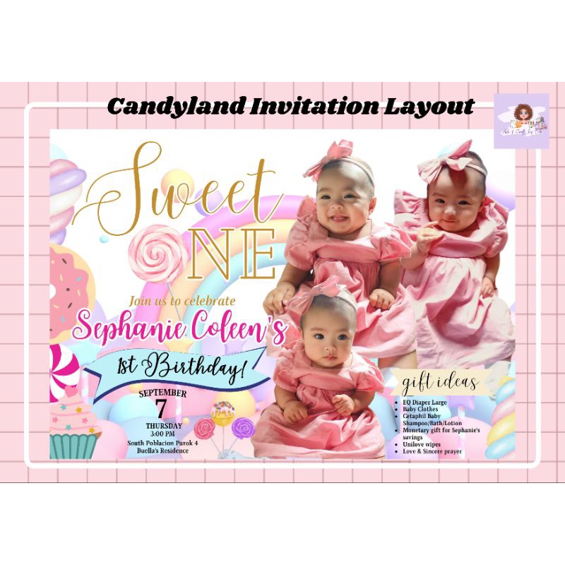 CANDY LAND Invitation card ONLY 3r Size (FREE LAYOUT for orders up to ...