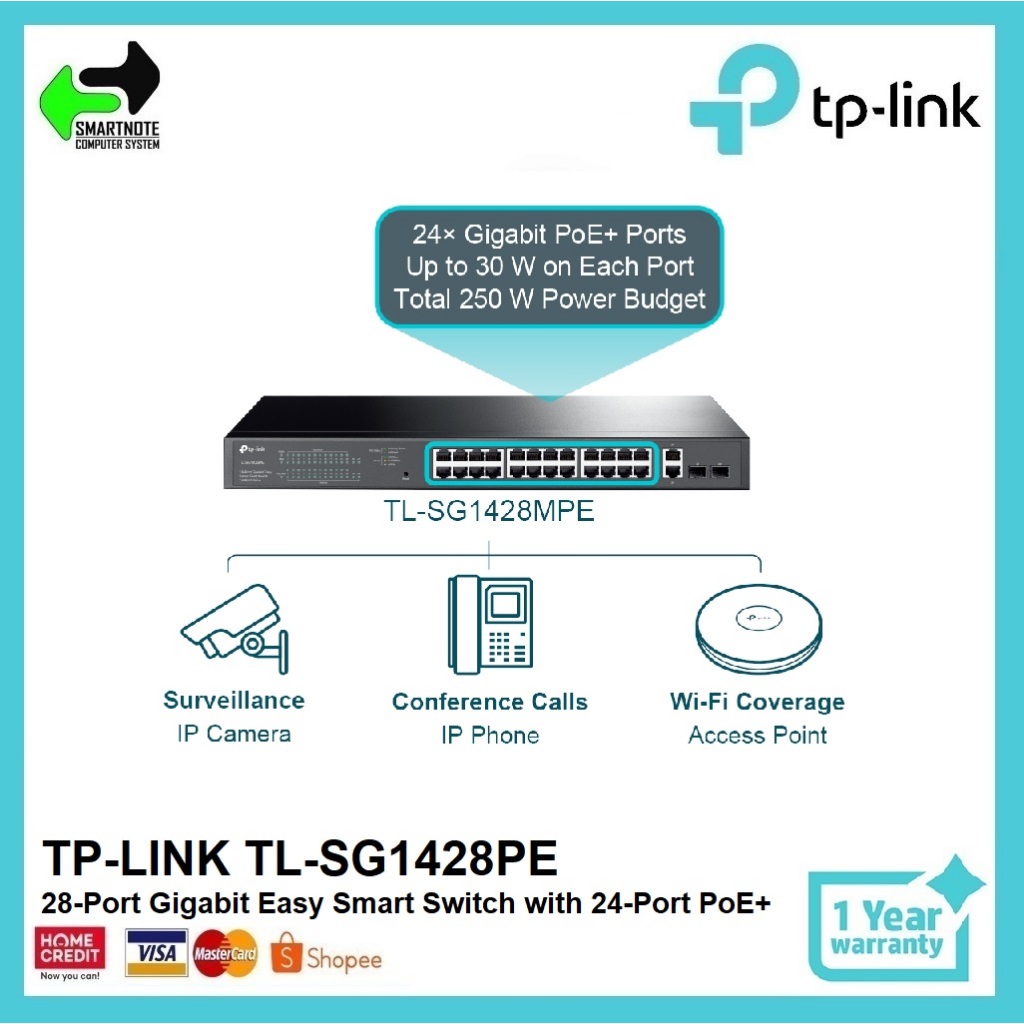 TP LINK TL-SG1428PE 28-Port Gigabit Easy Smart PoE Switch with 24-Port ...